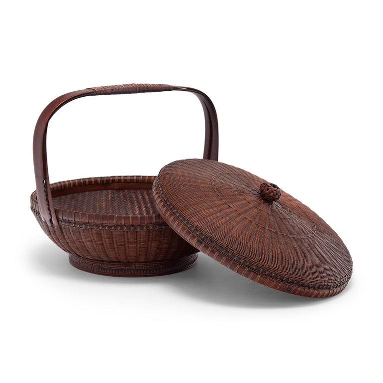 Chinese Smoked Bamboo Fruit Basket, c. 1900 at 1stDibs