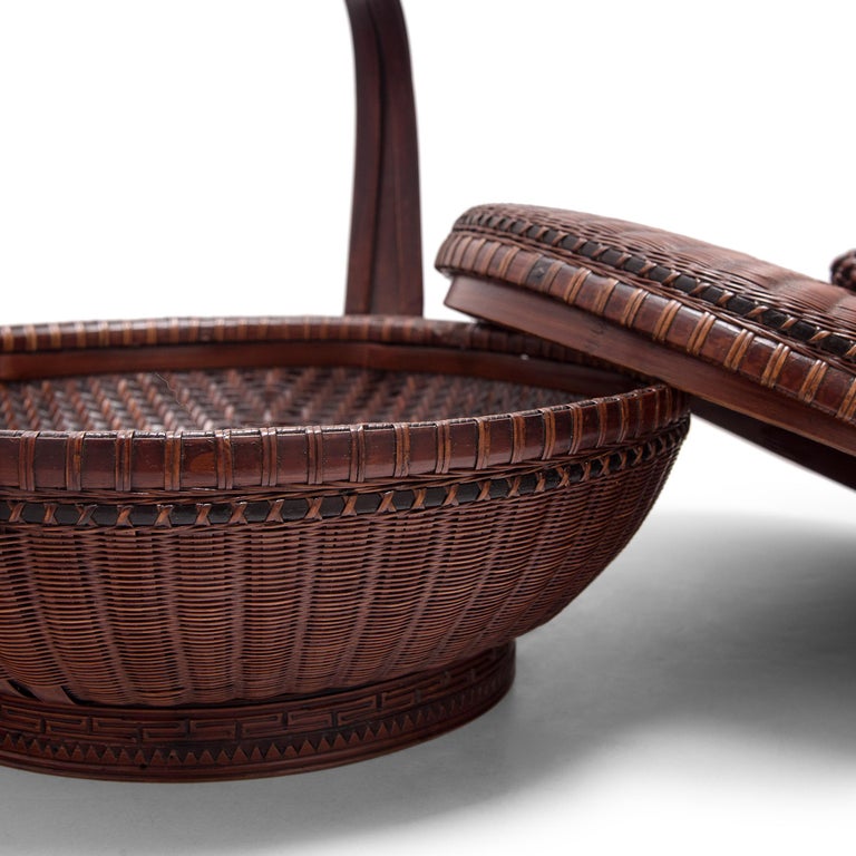 Chinese Smoked Bamboo Fruit Basket, c. 1900 at 1stDibs