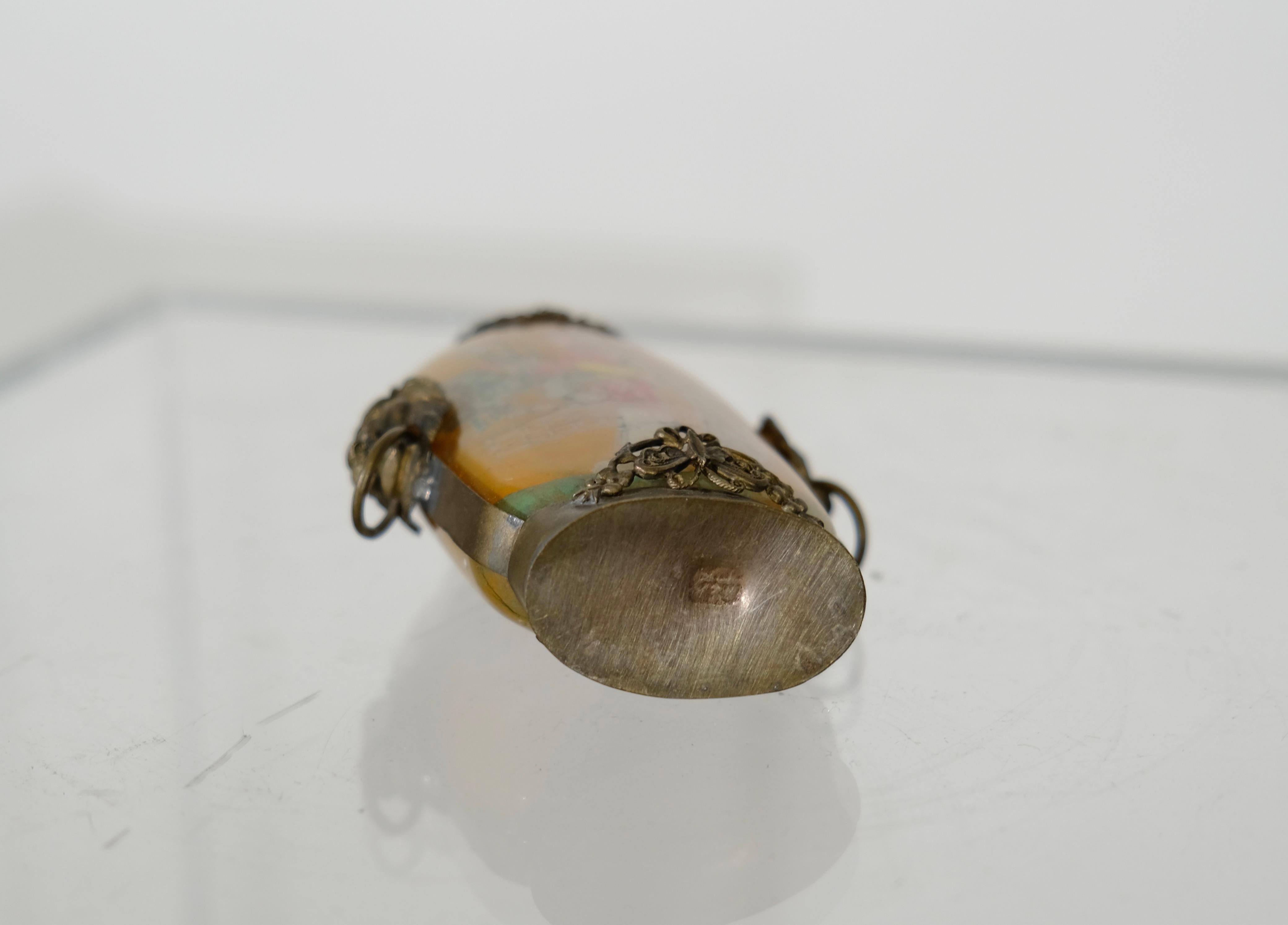 Chinese Snuff Bottle of Glass with Silver Mountings For Sale at 1stDibs