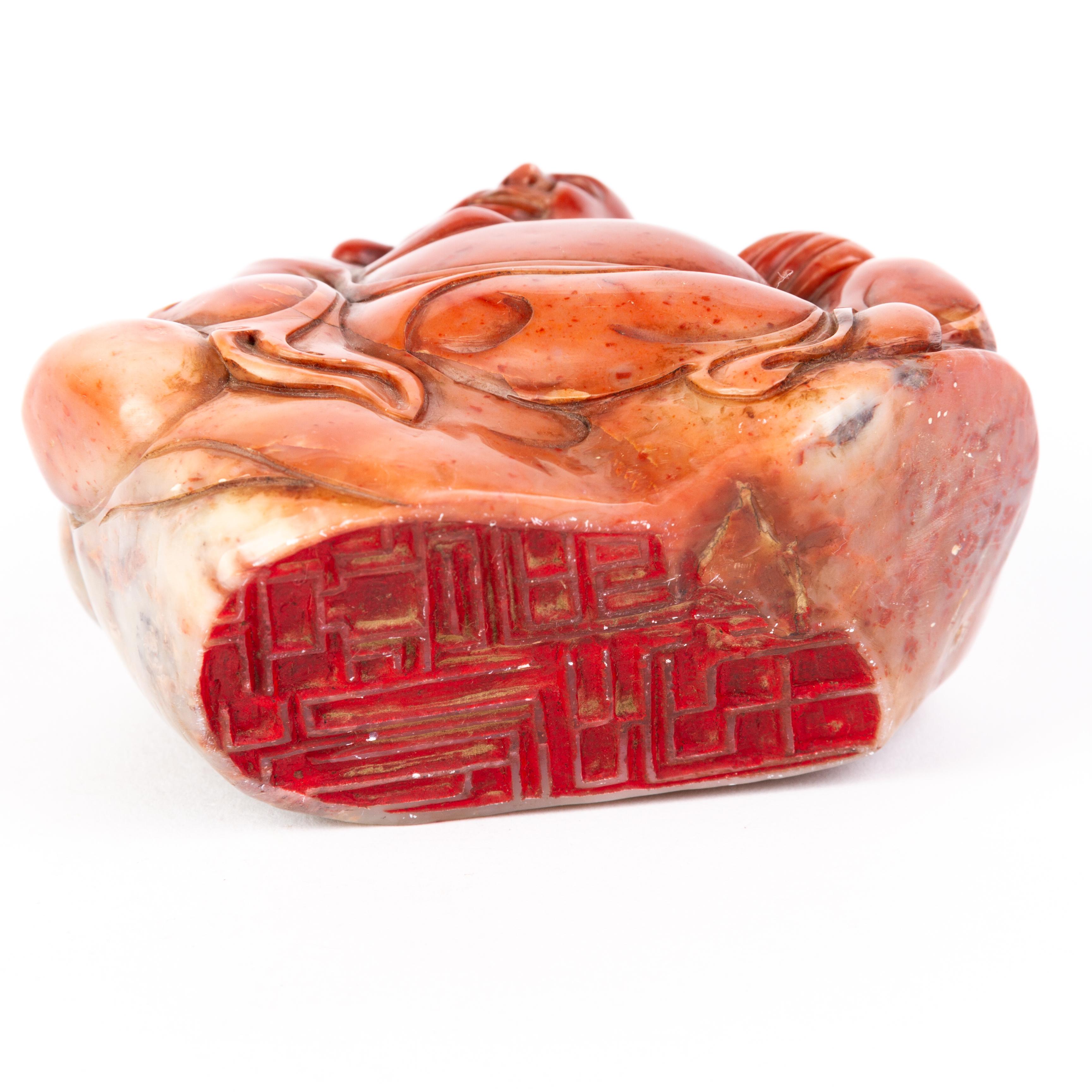 Chinese Soapstone Carving Signed Buddha Desk Seal Sculpture 19th ...