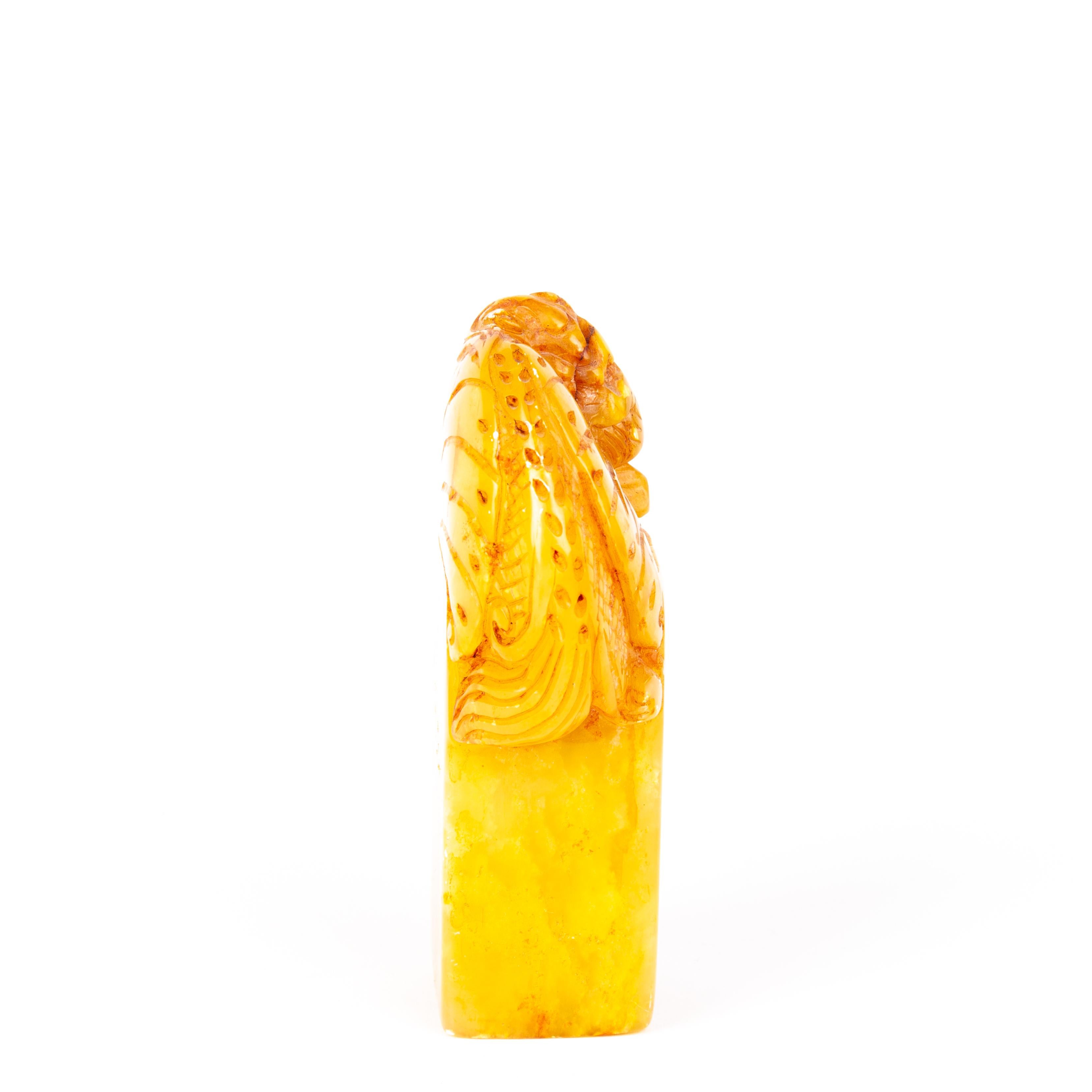 Chinese Soapstone Carving Signed Dragon Desk Seal Sculpture 19th ...