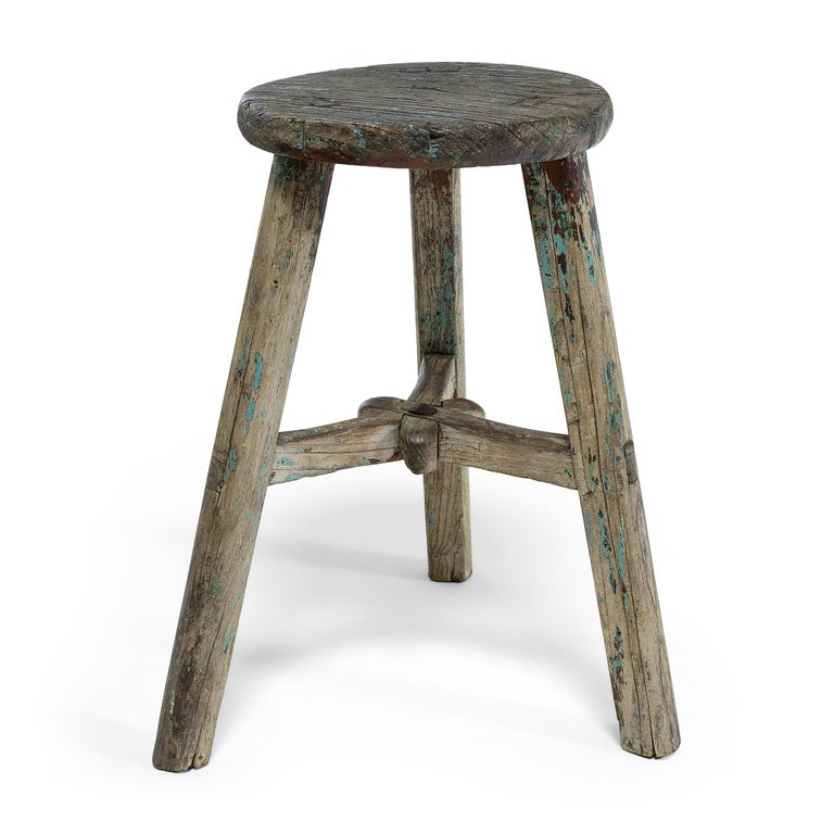Chinese Speckled Tri-Leg Stool, circa 1900 For Sale at 1stDibs
