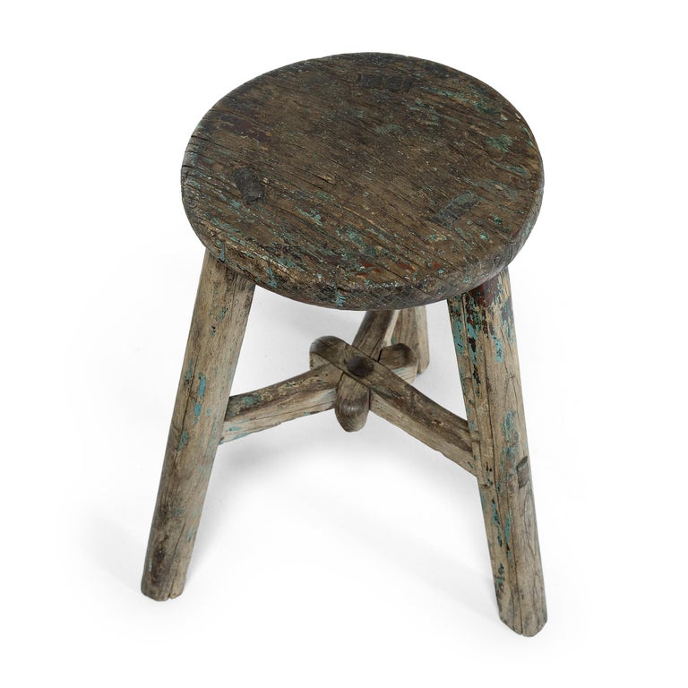 Chinese Speckled Tri-Leg Stool, circa 1900 For Sale at 1stDibs