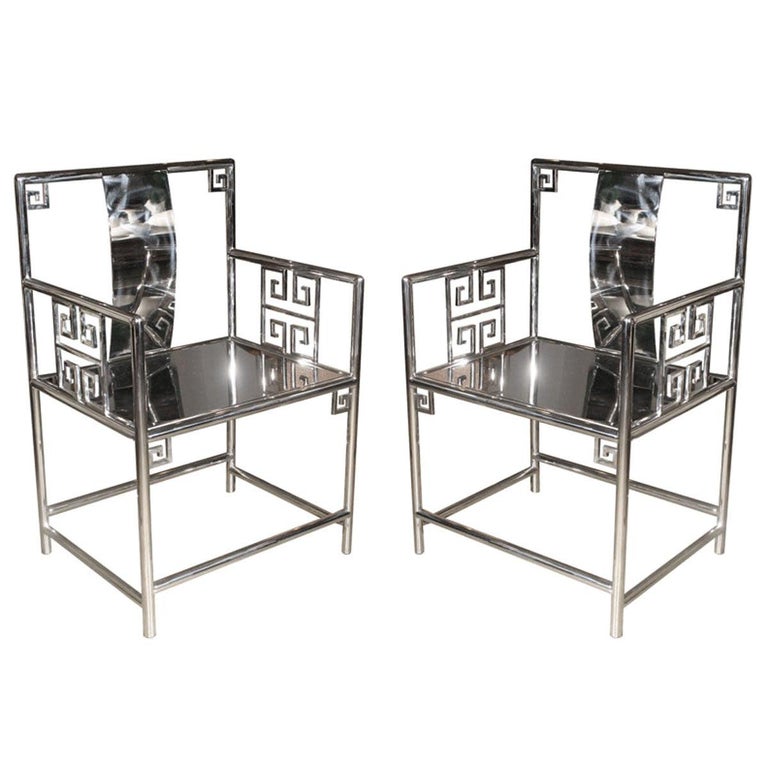 Chinese Stainless Steel Armchairs, Contemporary For Sale at 1stDibs