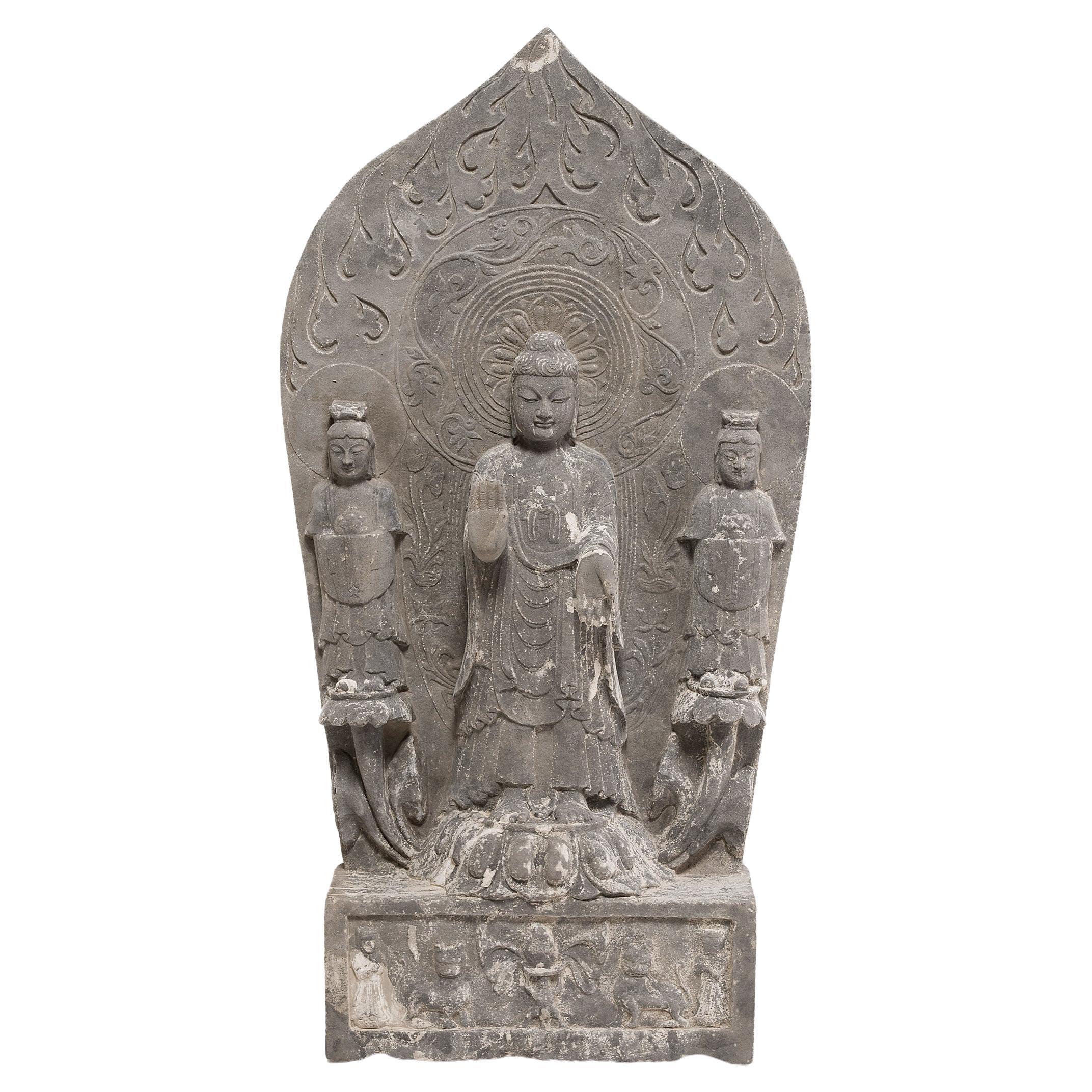 Chinese Standing Shakyamuni Buddha Stele For Sale at 1stDibs