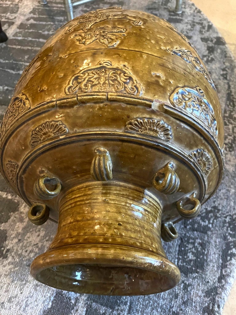 Chinese Stoneware Storage Martaban Jars with Dragon Relief at 1stDibs ...