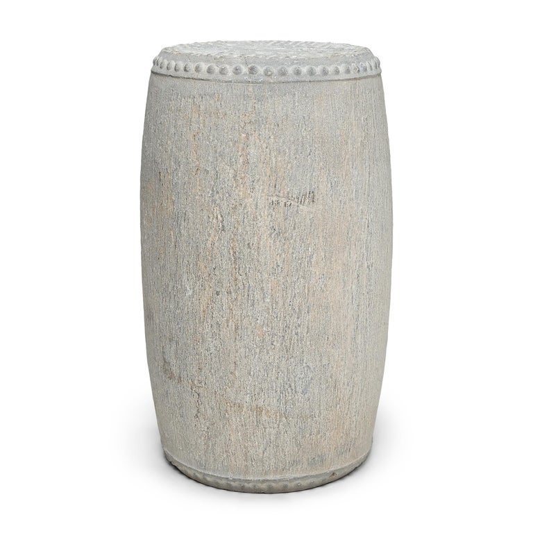 Chinese Studded Limestone Drum For Sale at 1stDibs