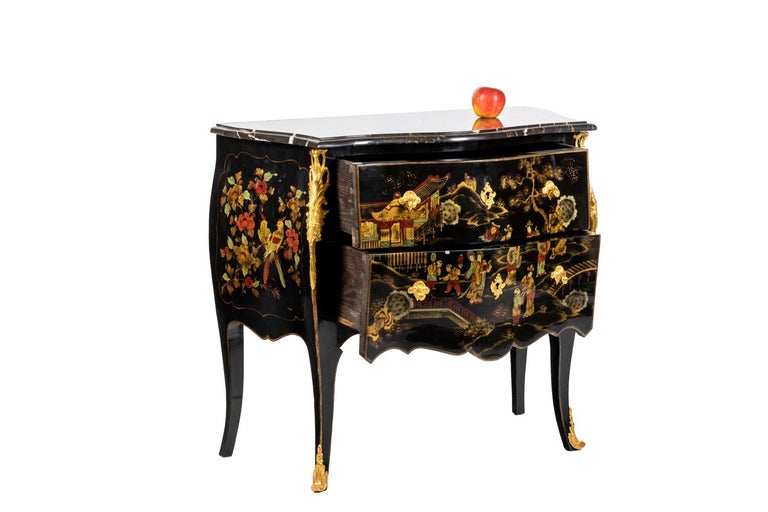 Chinese style lacquer chest of drawers, circa 1950 at 1stDibs