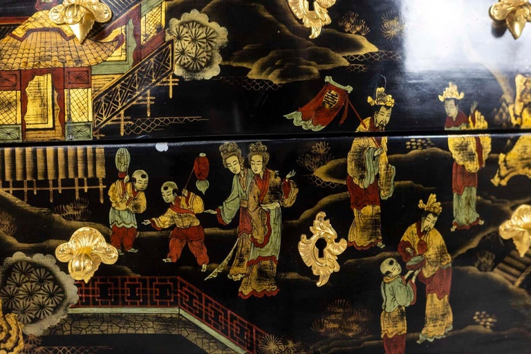 Chinese style lacquer chest of drawers, circa 1950 at 1stDibs