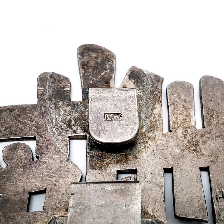 Chinese Symbols 900 Silver 2-Piece Belt Buckle For Sale at 1stDibs