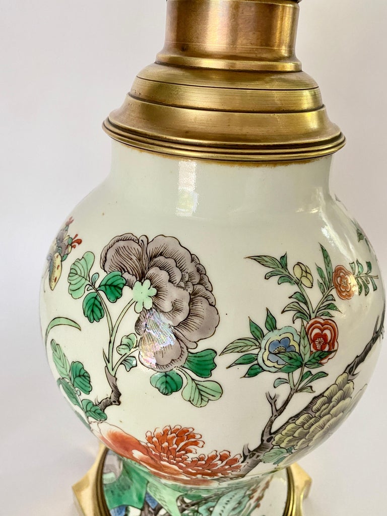 Chinese Table Lamp, 19th Century with Brass Mount, 19th Century Famille ...