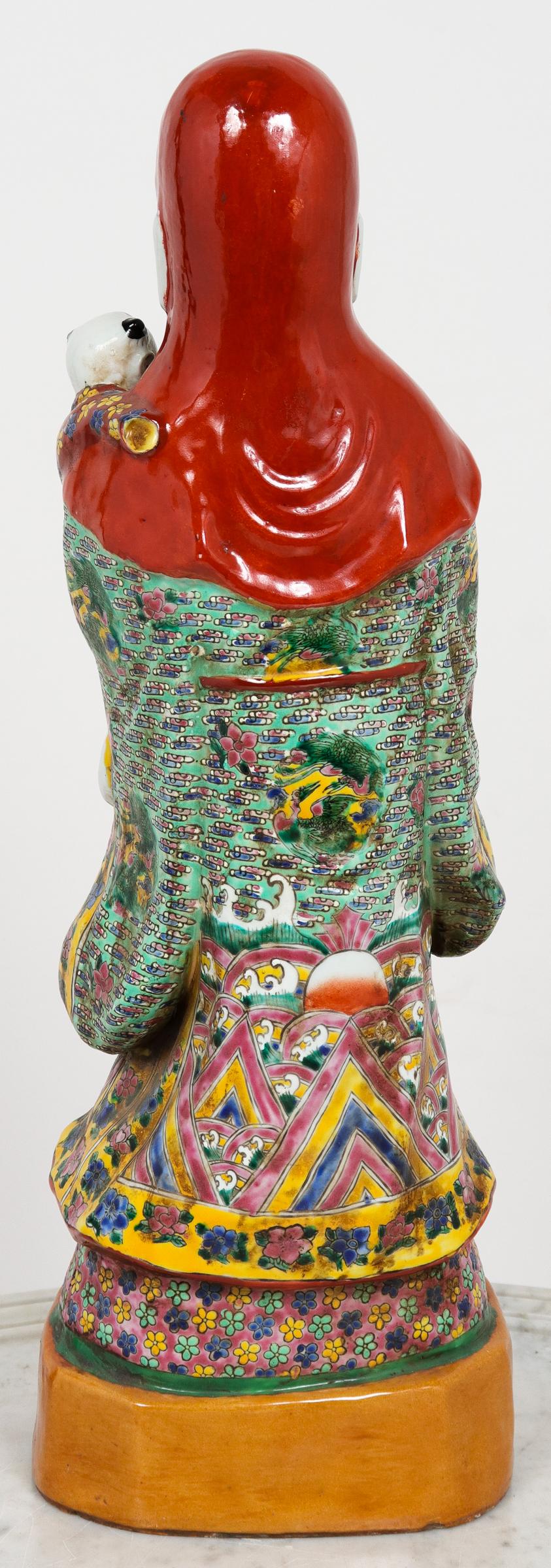 Chinese Tall Polychrome Glazed Ceramic Immortal Fu Figure For Sale at ...