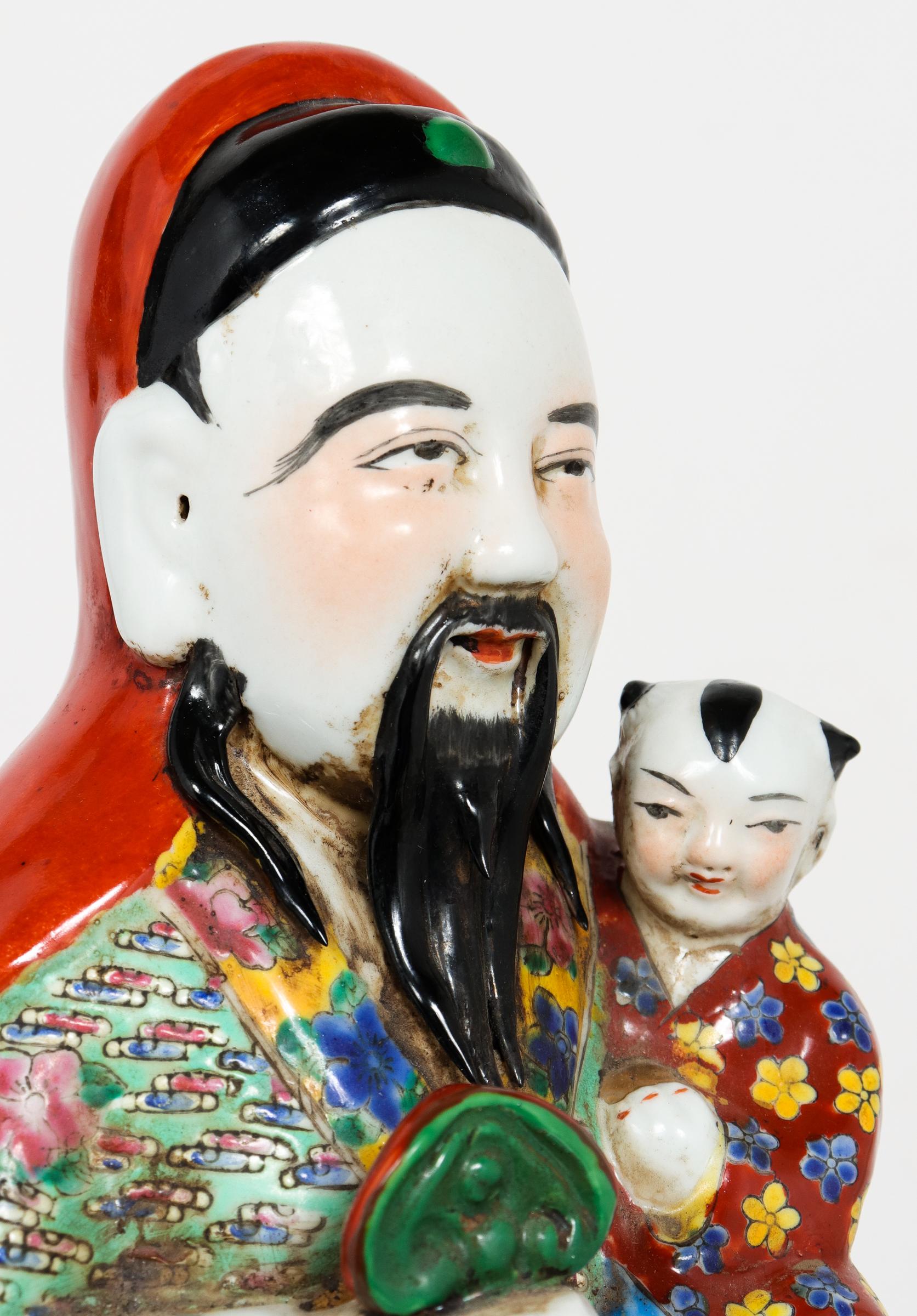 Chinese Tall Polychrome Glazed Ceramic Immortal Fu Figure For Sale at ...