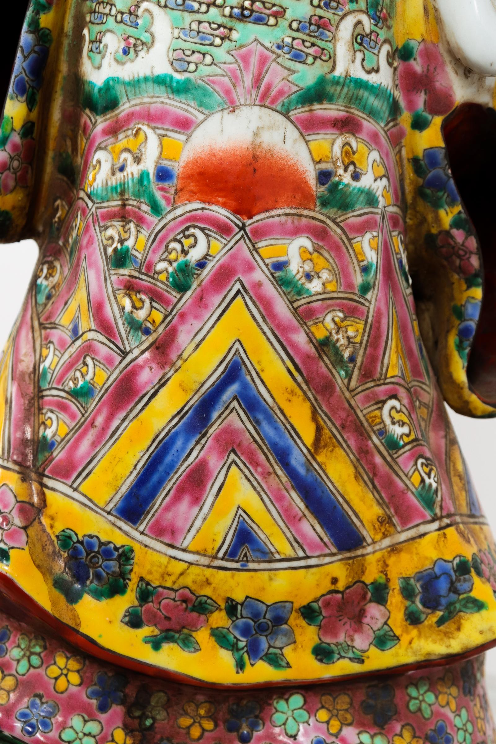 Chinese Tall Polychrome Glazed Ceramic Immortal Fu Figure For Sale at ...