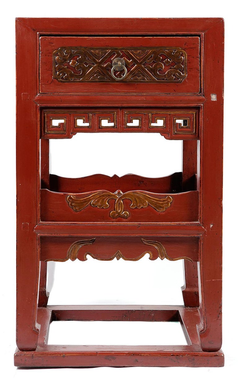 Chinese Tea Table, Carved and Polychrome Wood, Metal, 19th Century For ...