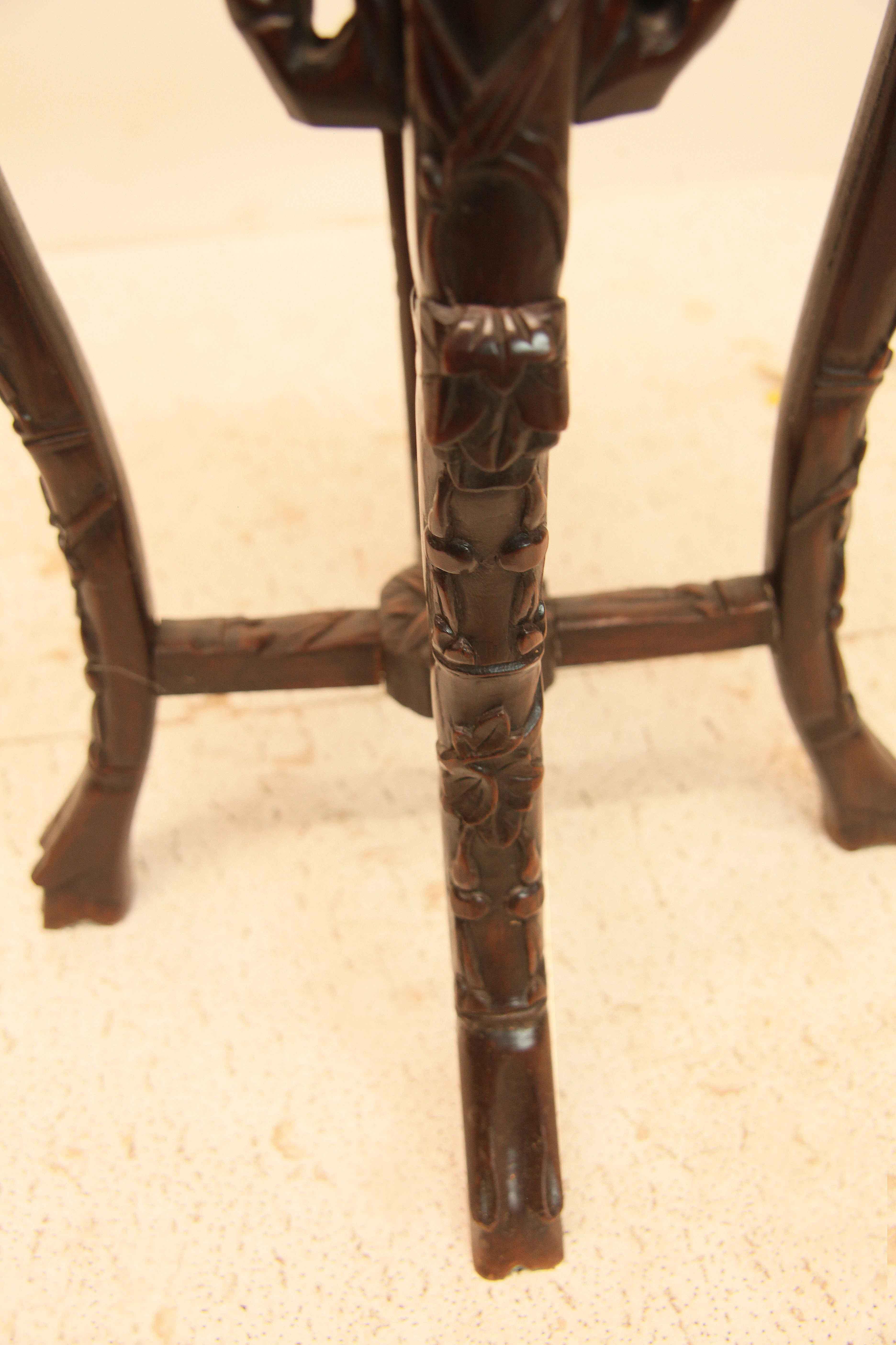 Chinese Teak Wood and Marble Stand For Sale at 1stDibs