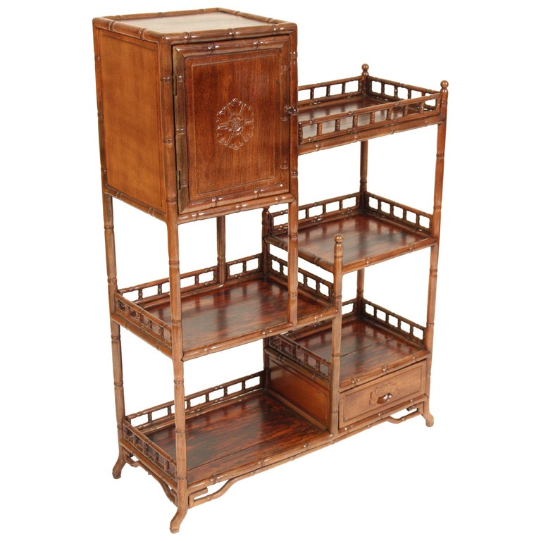 Chinese Teak Wood Étagère at 1stDibs