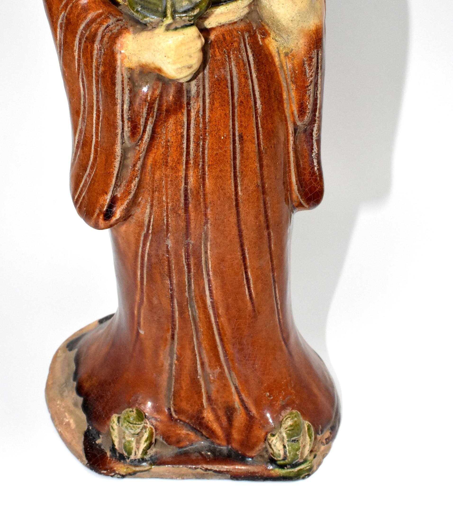 Chinese Terracotta Court Lady with a Fan Tang Style For Sale at 1stDibs
