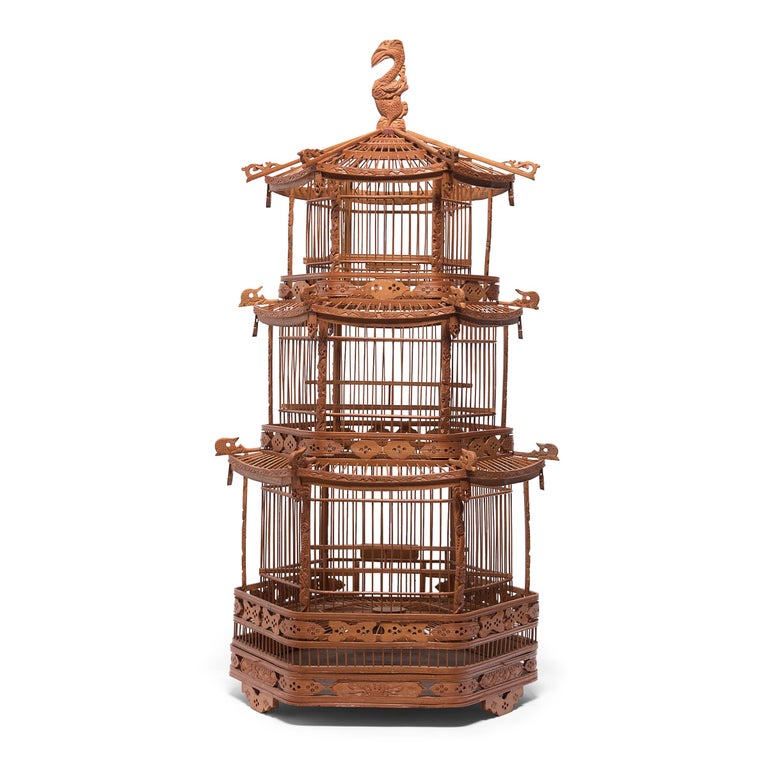 Chinese Three-Tiered Pagoda Birdcage, circa 1900 at 1stDibs