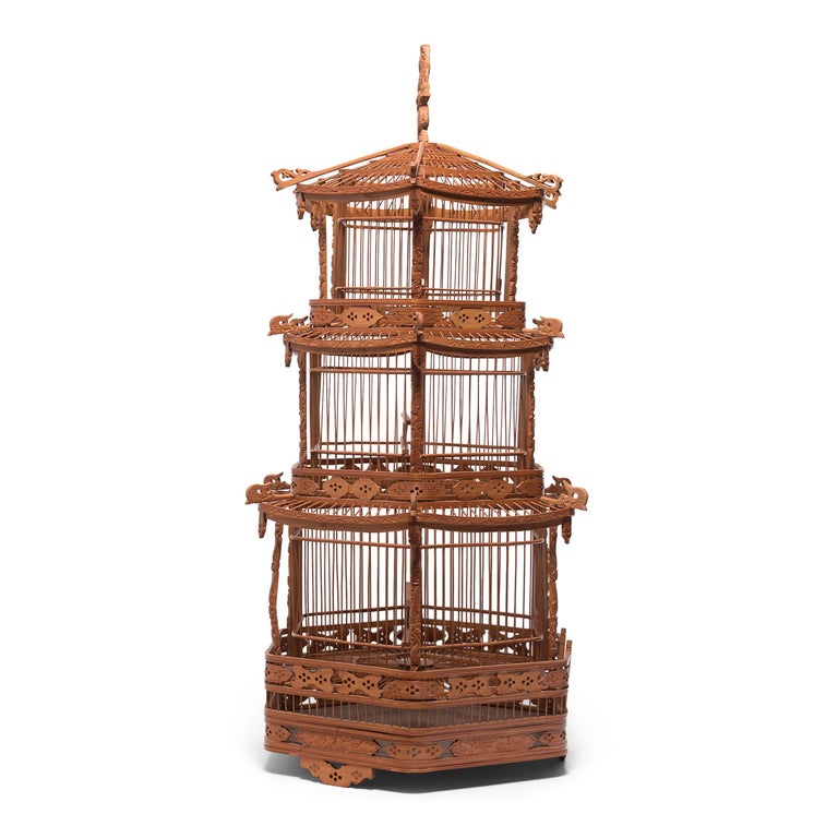 Chinese Three-Tiered Pagoda Birdcage, circa 1900 at 1stDibs