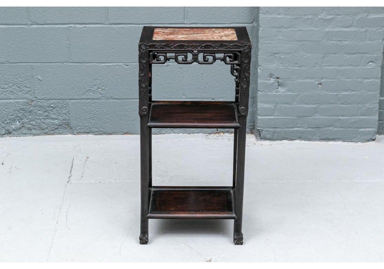 Chinese Tiered Stand With Inset Rose Marble Top For Sale at 1stDibs