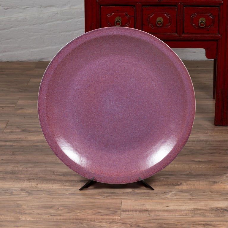 Chinese Vintage Purple Ceramic Charger Plate from the 1980s, Two ...