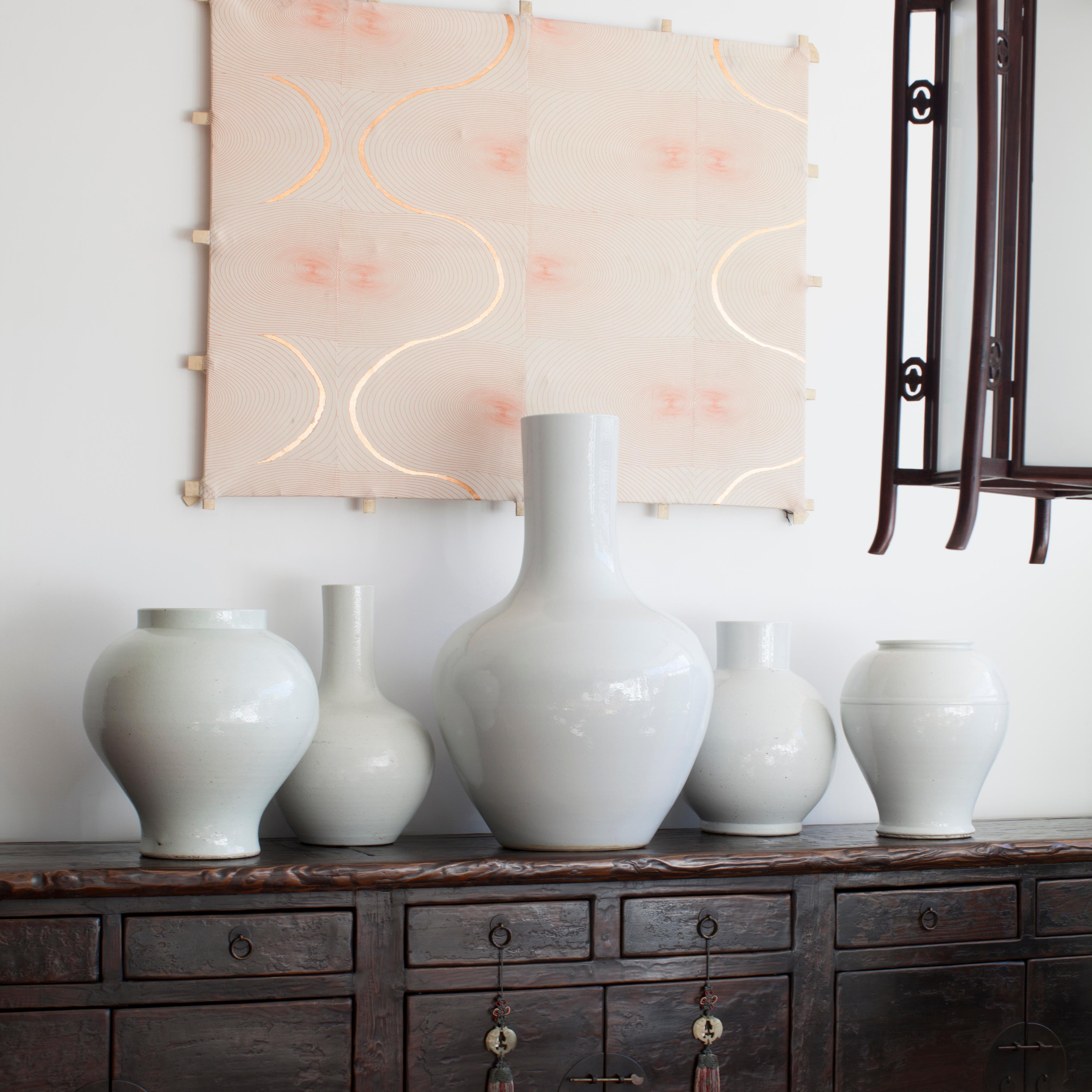 White Glazed Ball Vase For Sale at 1stDibs