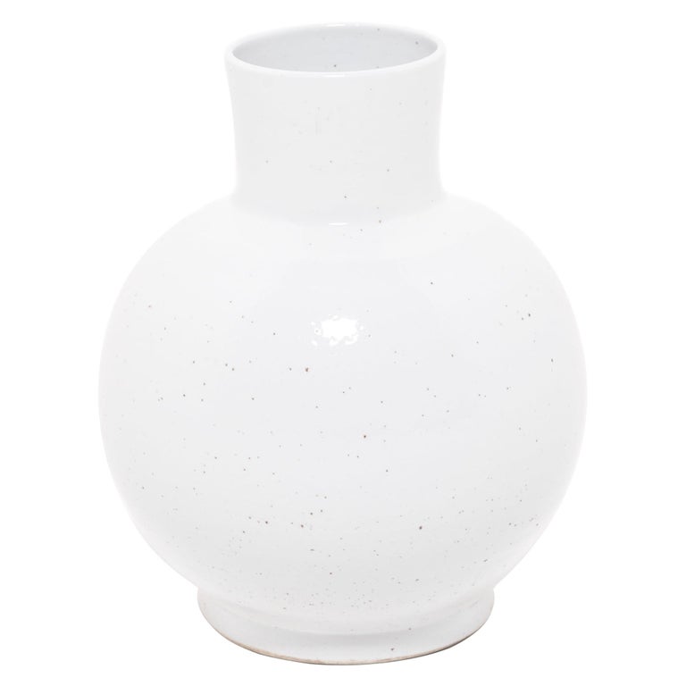Chinese White Bottleneck Vinegar Jar For Sale at 1stDibs