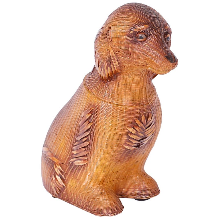 Chinese Wicker Dog Basket at 1stDibs