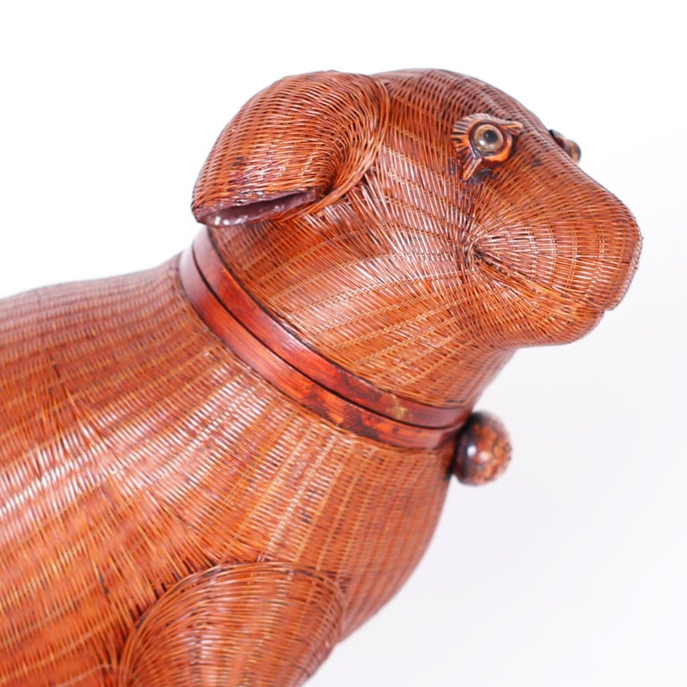 Chinese Wicker Puppy Box For Sale at 1stDibs