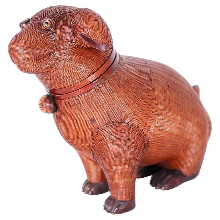 Chinese Wicker Puppy Box For Sale at 1stDibs