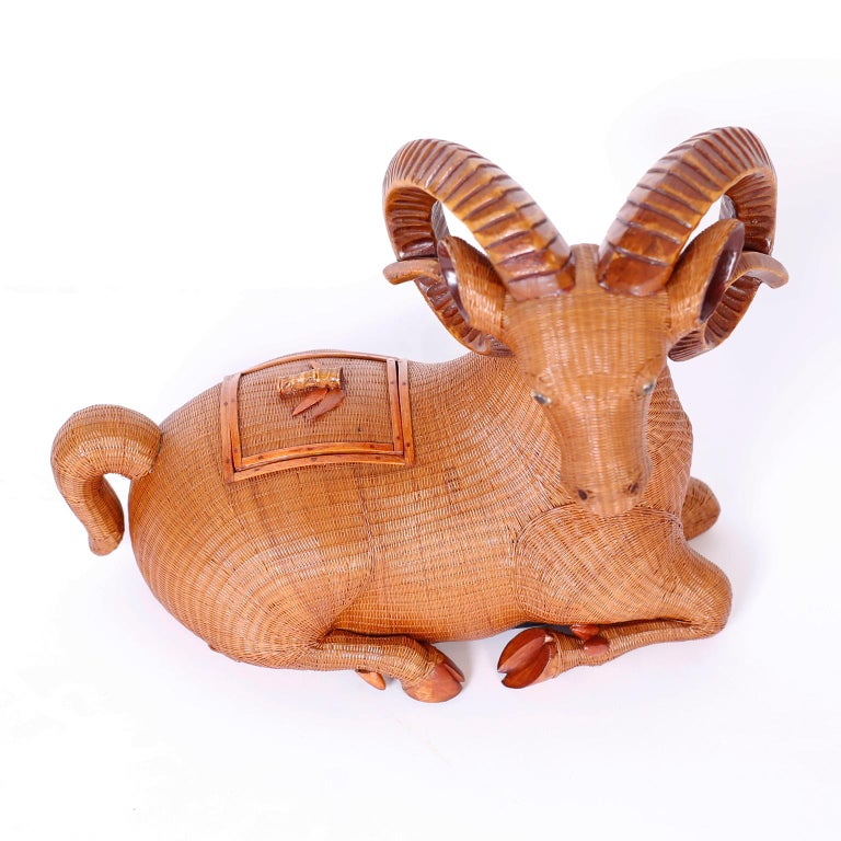 Chinese Wicker Ram Box at 1stDibs
