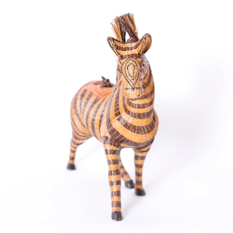Chinese Wicker Zebra Box at 1stDibs