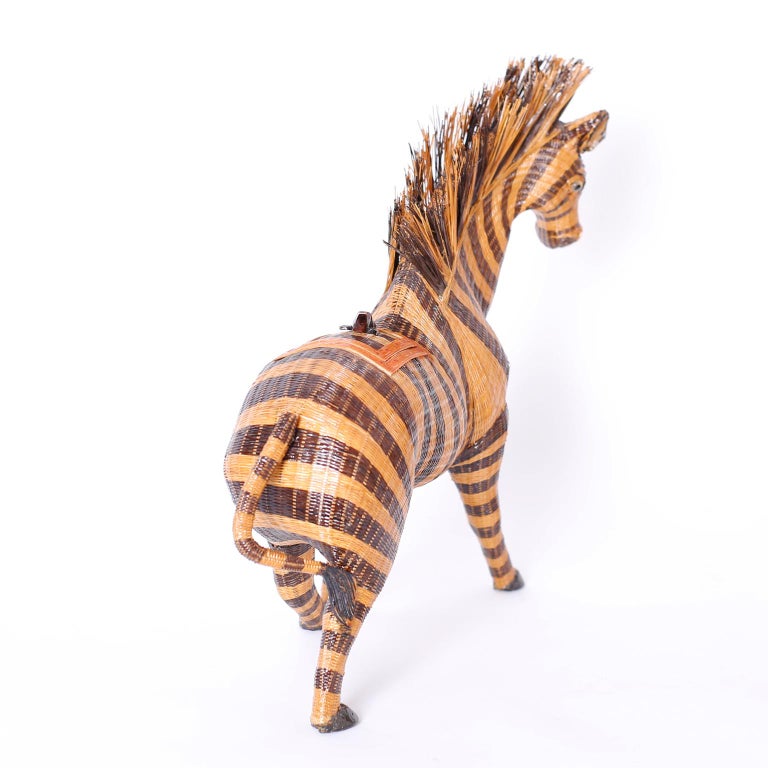 Chinese Wicker Zebra Box at 1stDibs