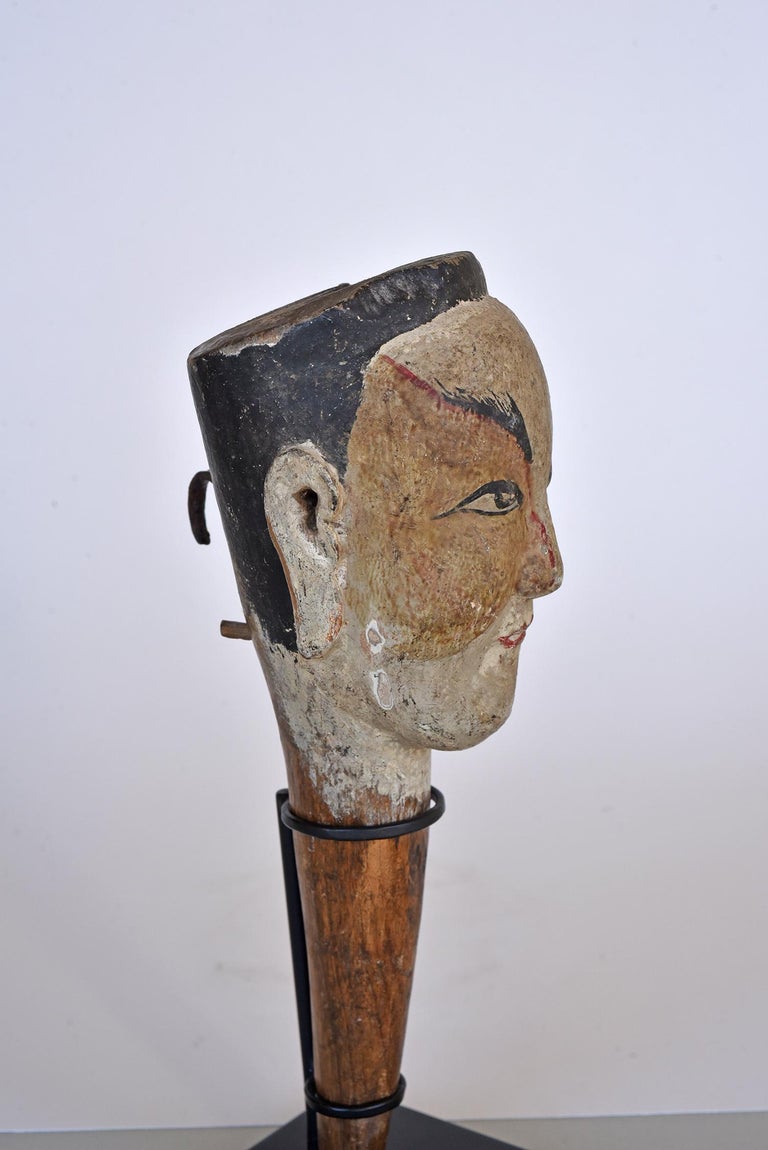 Chinese Wood Puppet Head, 19th Century, Mounted on Contemporary Stand ...