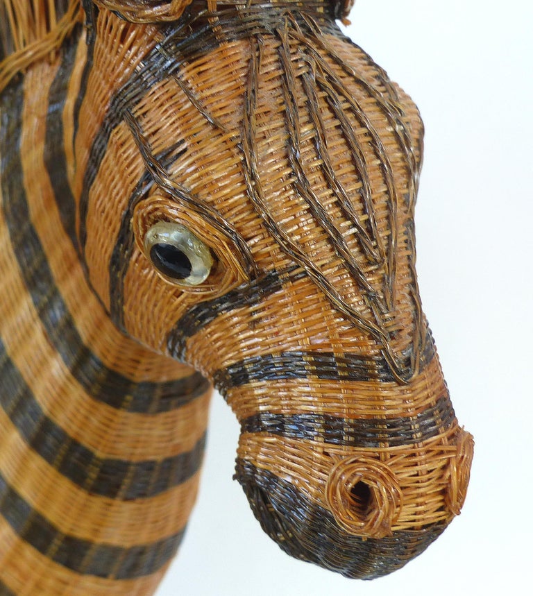 Chinese Woven Reed Zebra Trinket Box For Sale at 1stDibs