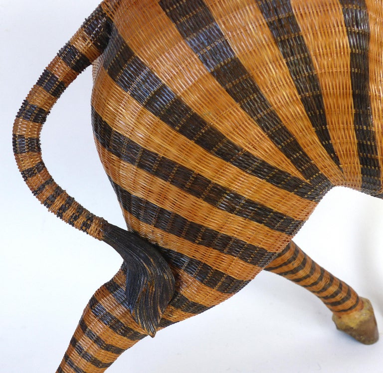 Chinese Woven Reed Zebra Trinket Box For Sale at 1stDibs