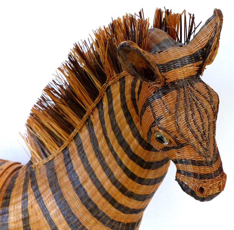 Chinese Woven Reed Zebra Trinket Box For Sale at 1stDibs