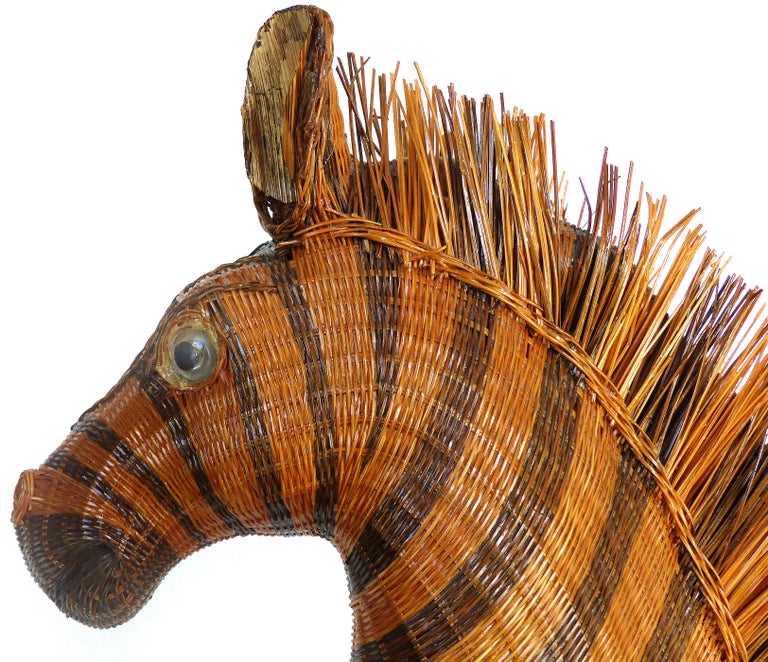 Chinese Woven Reed Zebra Trinket Box For Sale at 1stDibs