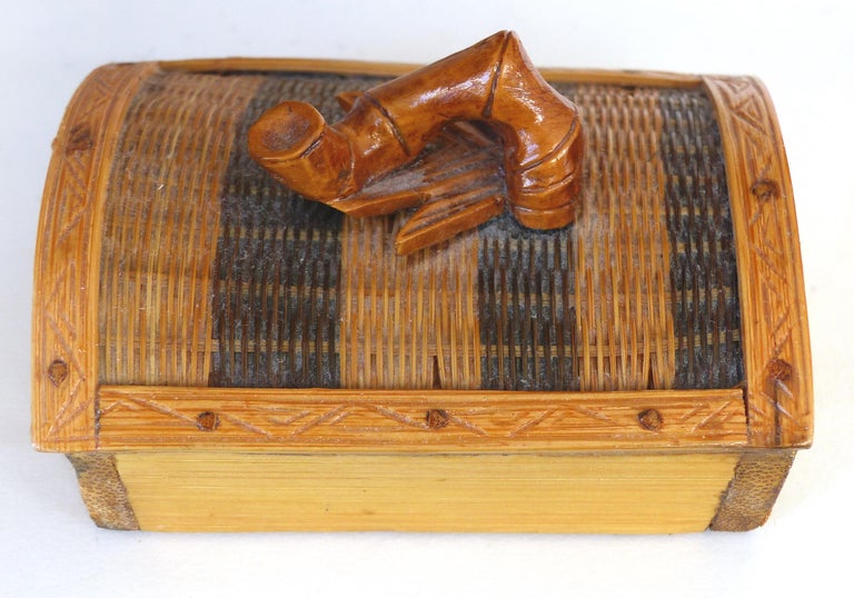 Chinese Woven Reed Zebra Trinket Box For Sale at 1stDibs