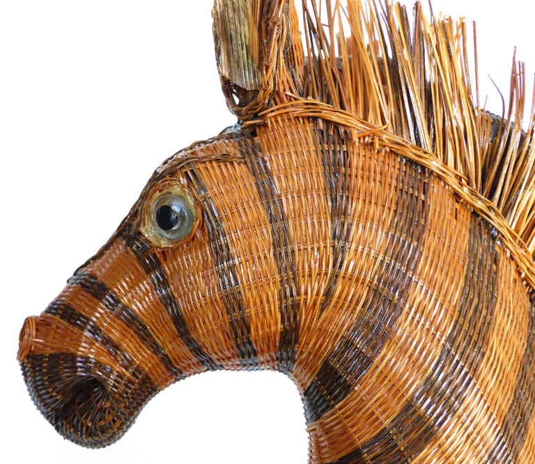 Chinese Woven Reed Zebra Trinket Box For Sale at 1stDibs