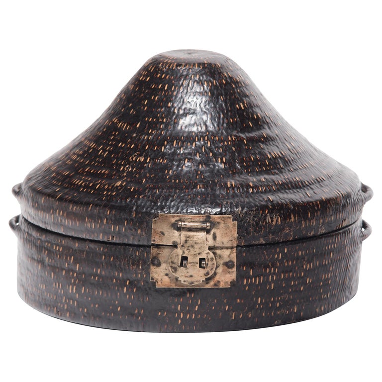 Chinese Woven Summer Hat Box, circa 1850 For Sale at 1stDibs