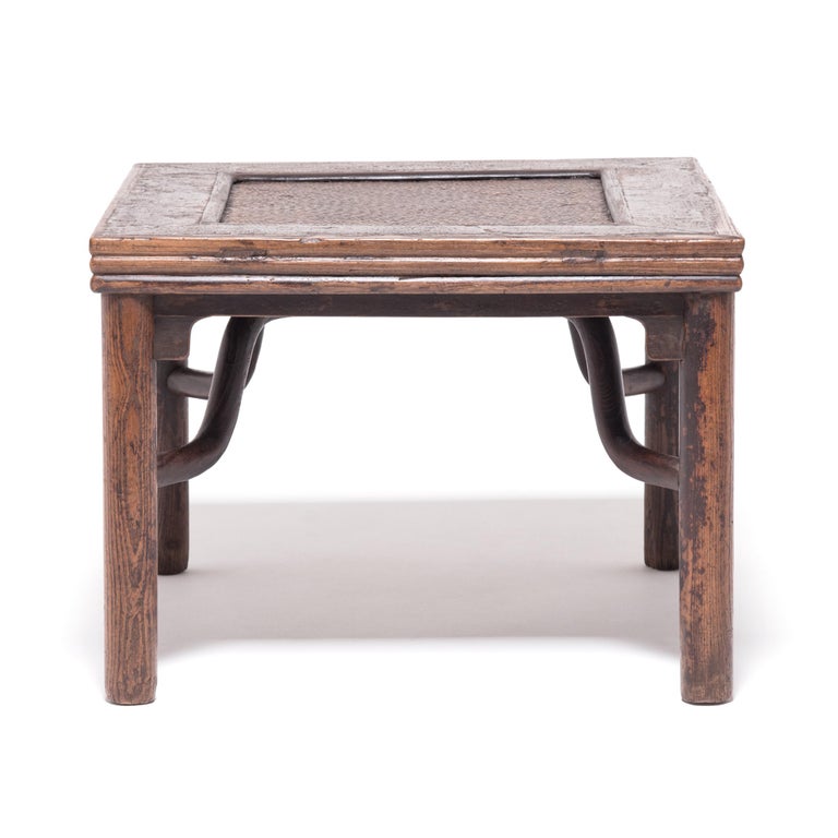 Chinese Woven Top Fang Deng Stool, c. 1900 For Sale at 1stDibs