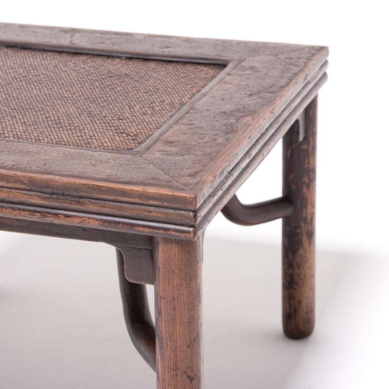Chinese Woven Top Fang Deng Stool, c. 1900 For Sale at 1stDibs