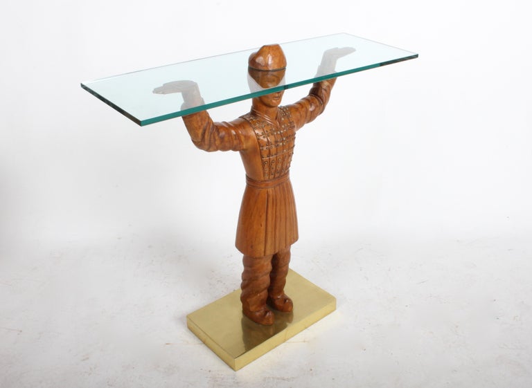 Chinese Xian Warrior Brass and Wood Console or Entry Table For Sale at ...