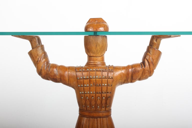 Chinese Xian Warrior Brass and Wood Console or Entry Table For Sale at ...