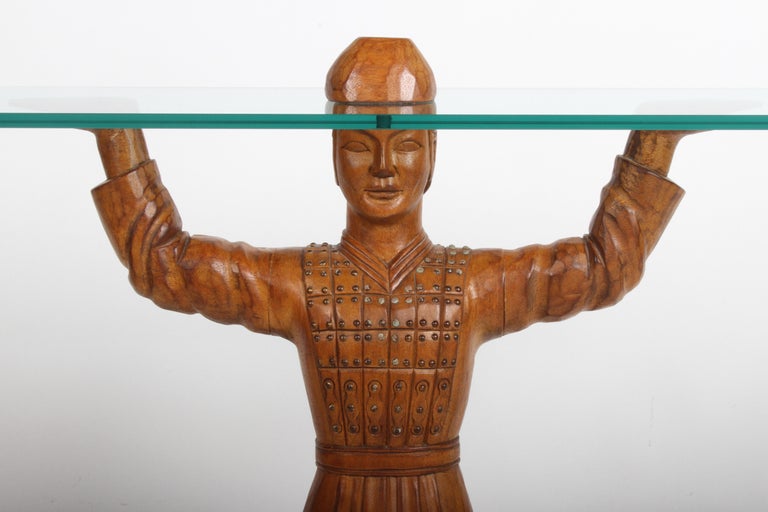 Chinese Xian Warrior Brass and Wood Console or Entry Table For Sale at ...