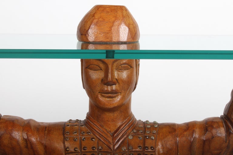 Chinese Xian Warrior Brass and Wood Console or Entry Table For Sale at ...