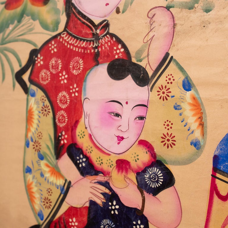 Chinese Yangliuqing New Year Painting of Beauty and Baby For Sale at ...