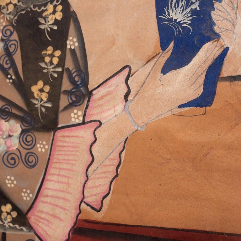 Chinese Yangliuqing New Year Painting of Young Woman For Sale at 1stDibs